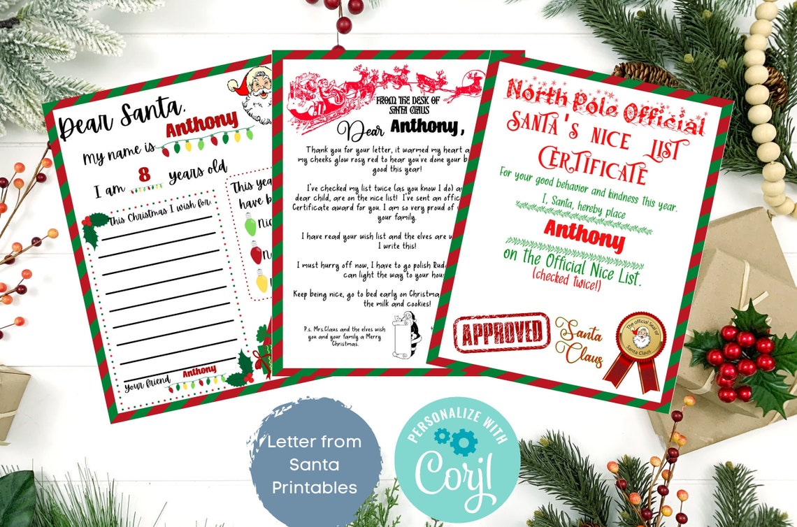 Letter From Santa Template Bundle Christmas Wish List Santa - Etsy