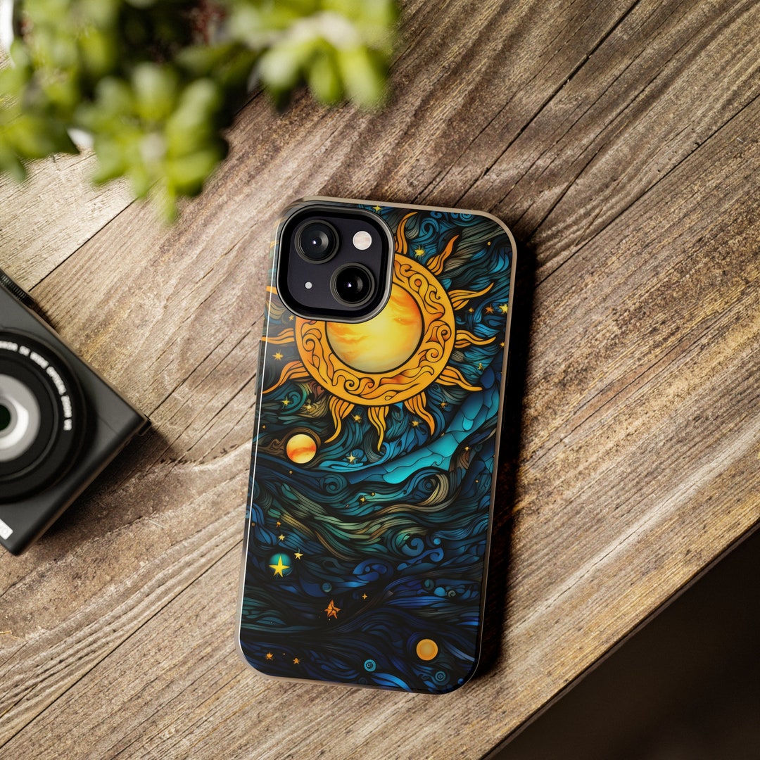 Cottagecore Stained Glass Mystical Garden Sun Moon Stars Phone Case ...