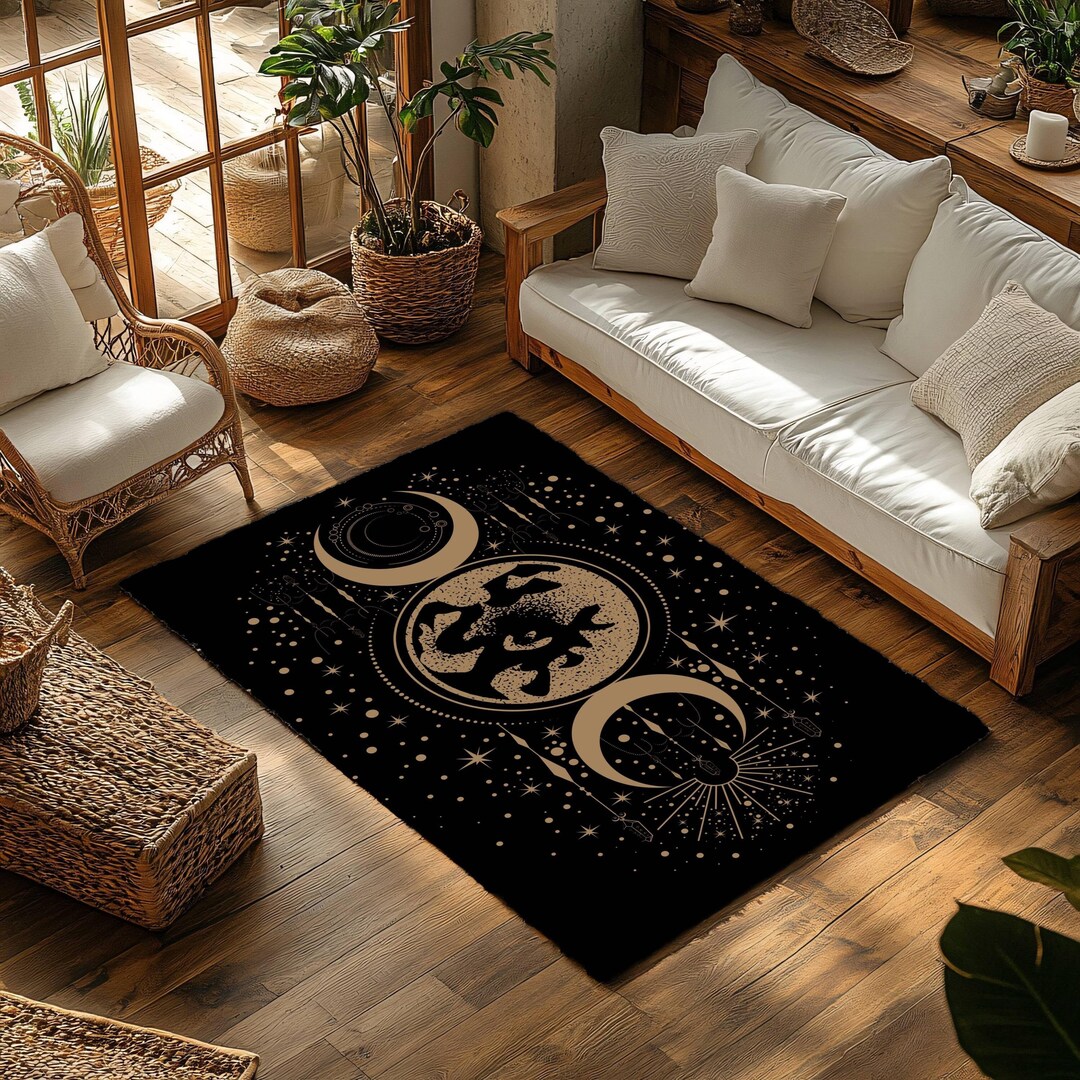Celestial Moon Phases Area Rug for Living Room Bedroom, Mystical Moon ...