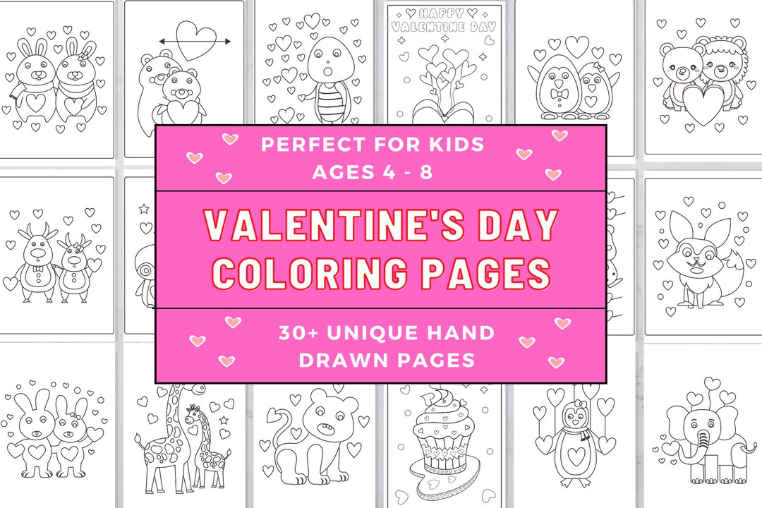 Valentine's Day Coloring Pages: 35+ Kids Activity Sheets (digital ...
