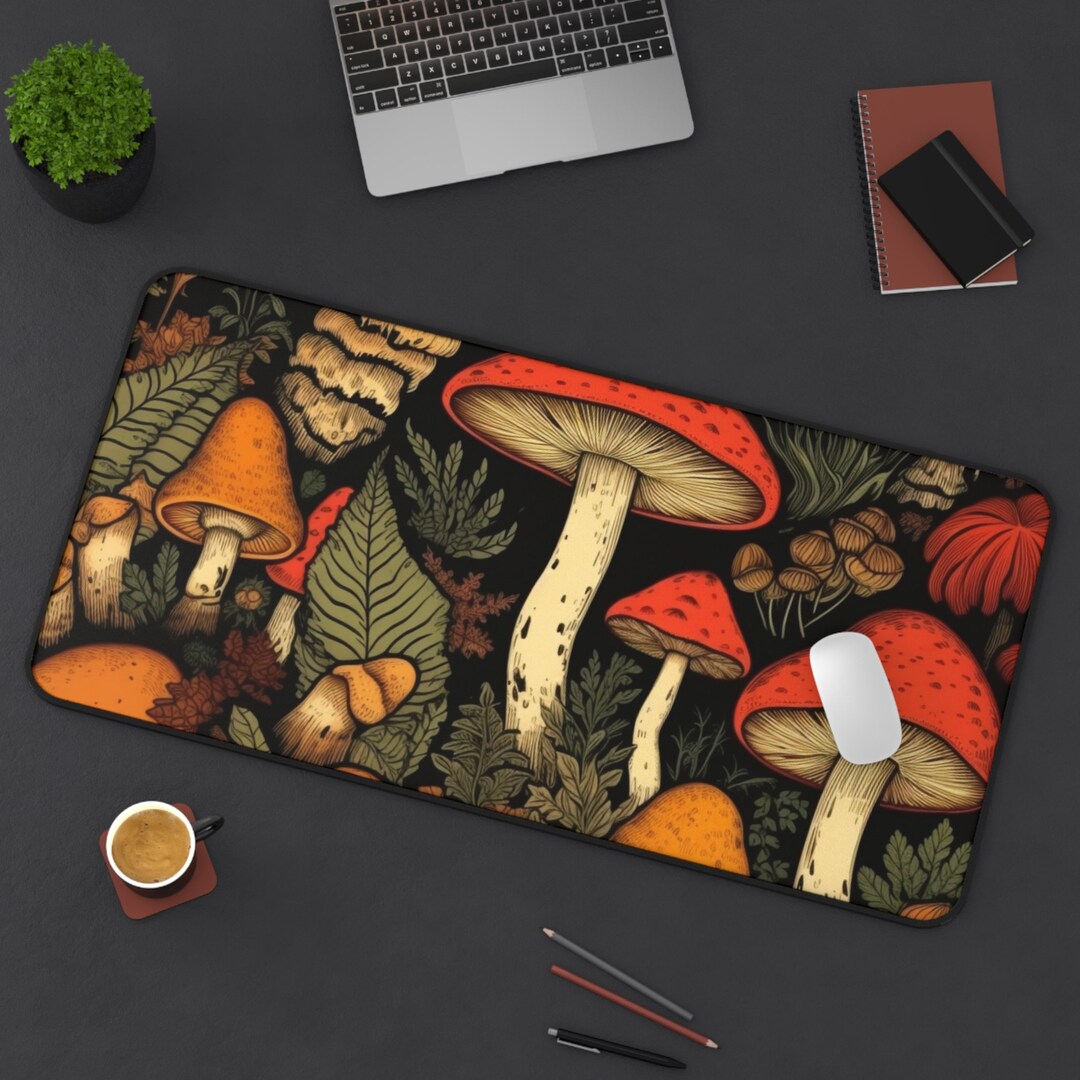 Cottagecore Mushroom Desk Mat: Botanical Forest Office Decor - Etsy