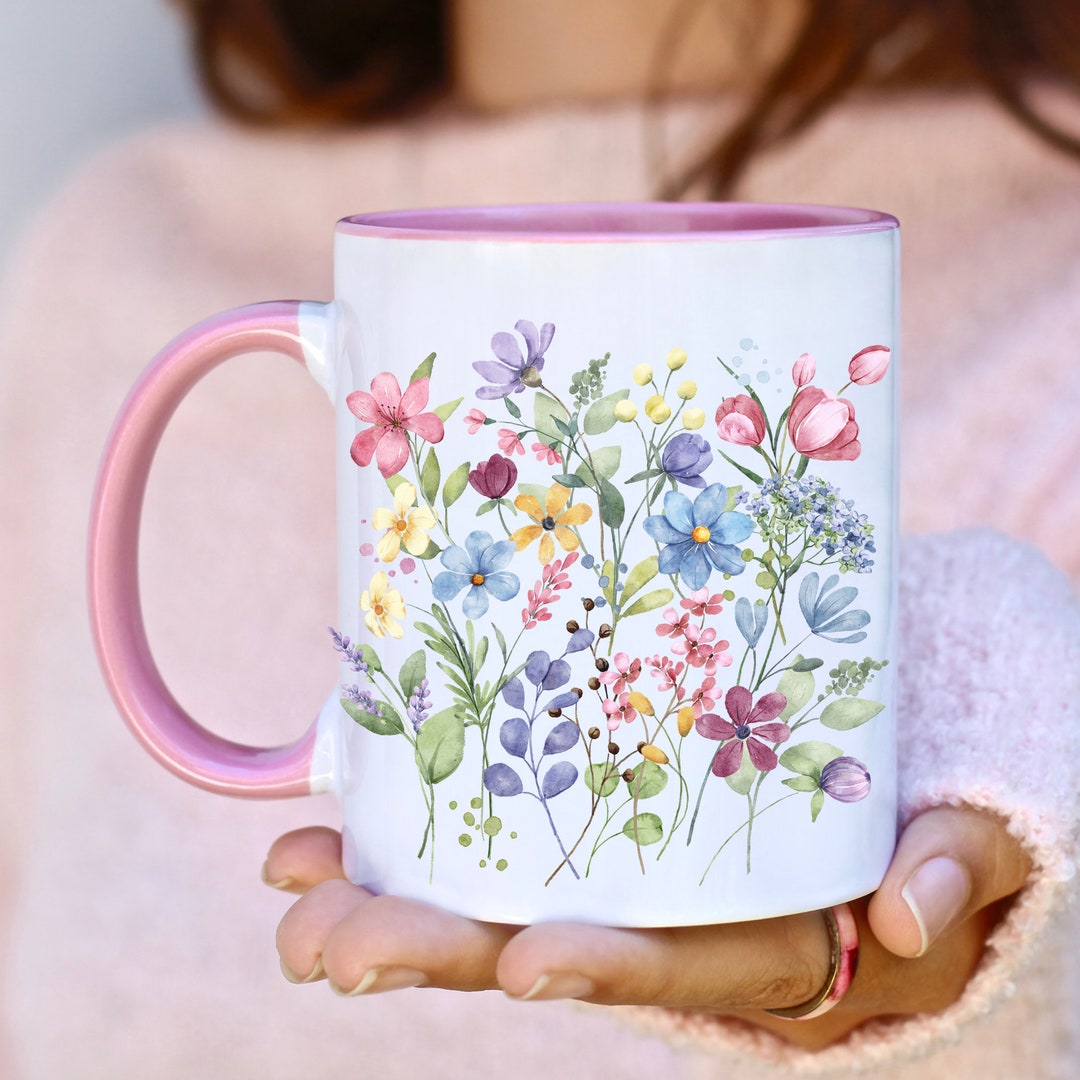Pressed Flowers Coffee Mug: Cottagecore Floral Tea Cup - Etsy