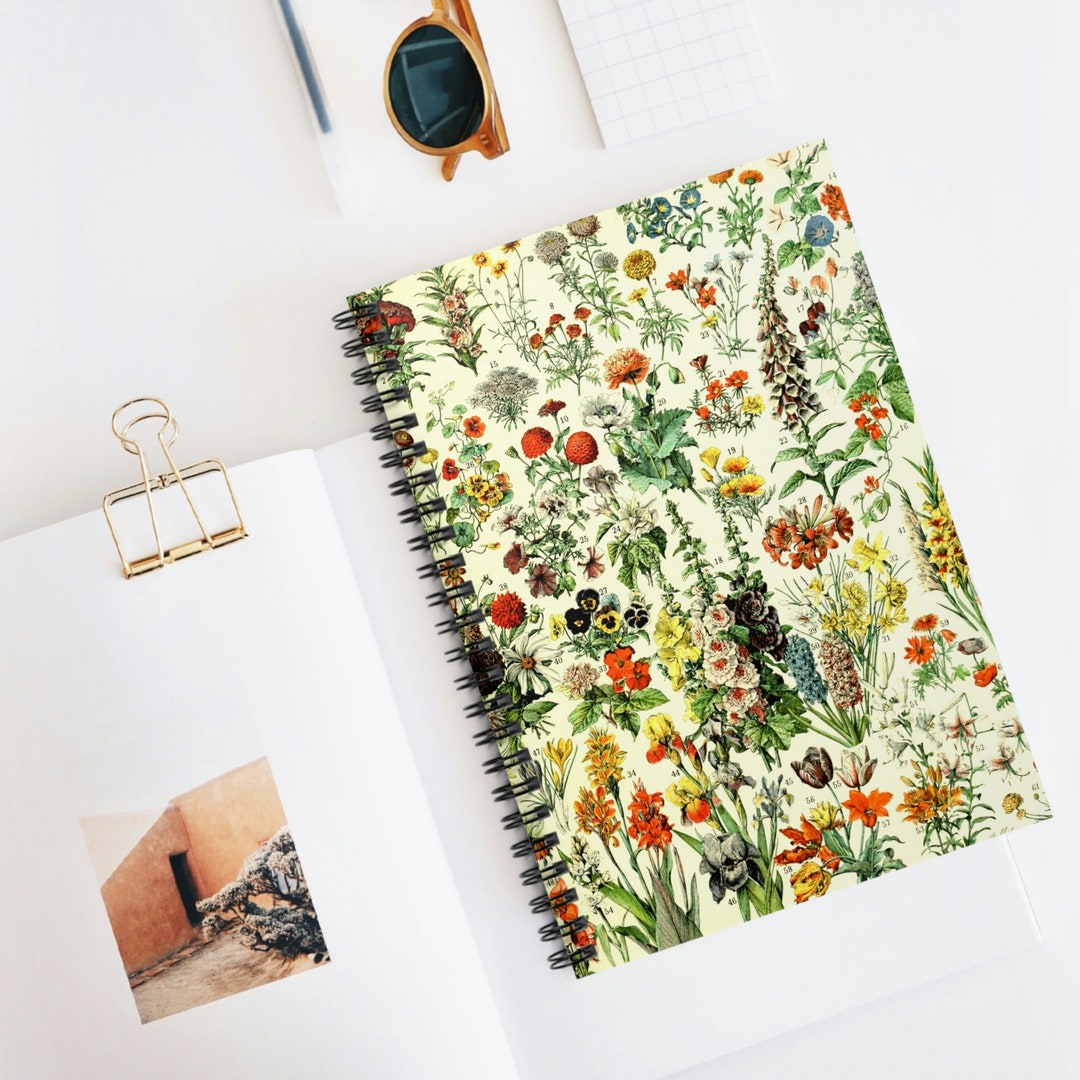 Wildflower Botanical Spiral Notebook: Vintage Floral Art, Ruled Pages ...