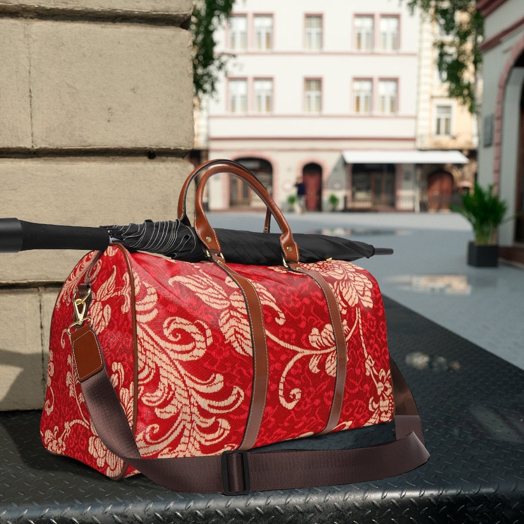 Retro Floral Print Weekender Bag: Waterproof PU Leather Travel Tote - Etsy