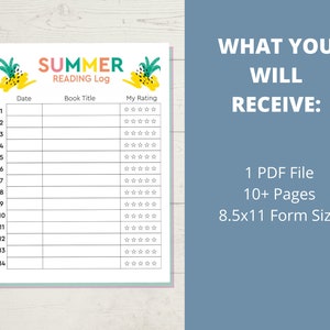 Printable Summer Reading Log Book Log Reading Tracker Kids - Etsy
