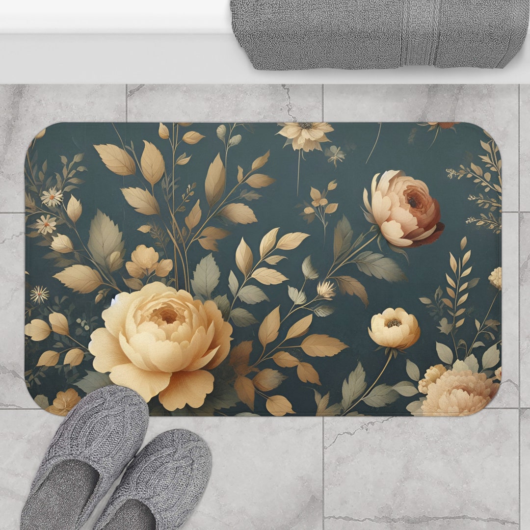 Cottagecore Wildflower Shabby Chic Aesthetic Bath Mat, Floral Aesthetic ...