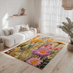 Colorful Wild Flower Area Rugs for Living Room Bedroom Nursery ...