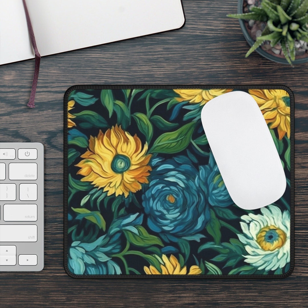 Floral Garden Van Gogh Inspired Square Mousepad, Vintage Botanical ...