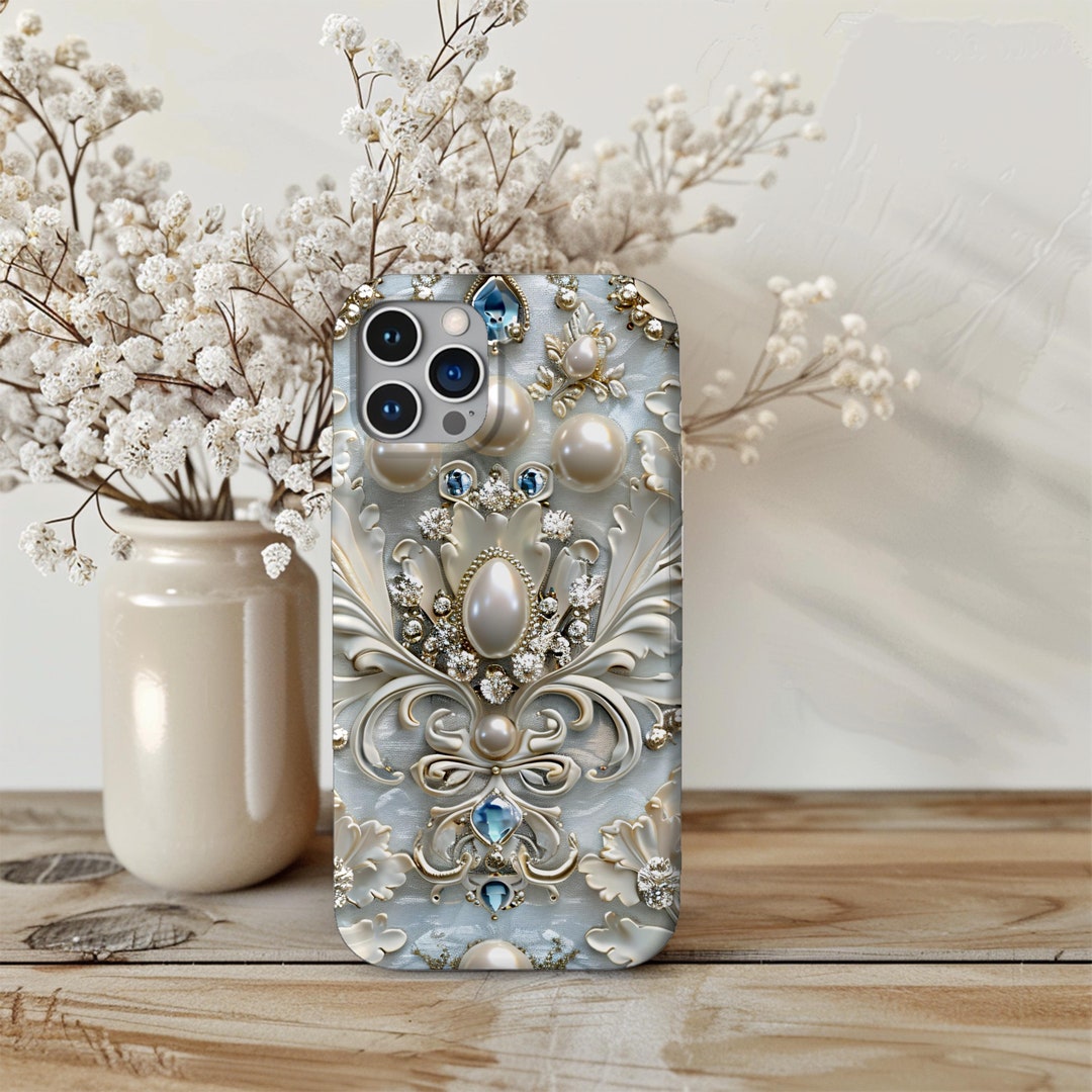 Bejeweled Pearl Floral Phone Case: Samsung, Iphone, Pixel - Etsy