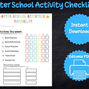 Kids Chore Chart, After School Activities Tracker Printable, Kids ...