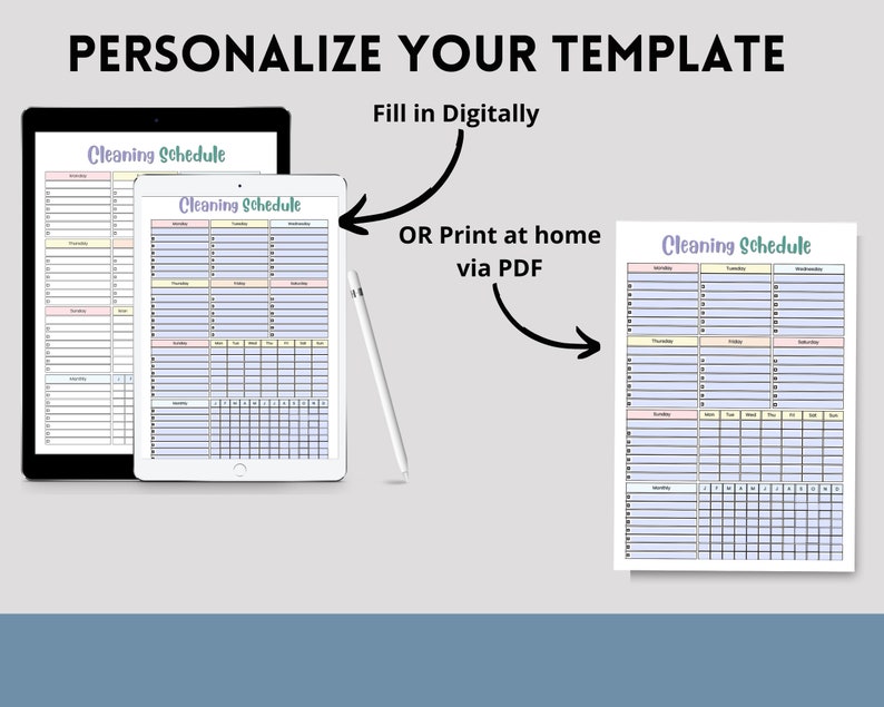 EDITABLE Cleaning Schedule Checklist Cleaning Planner Weekly - Etsy