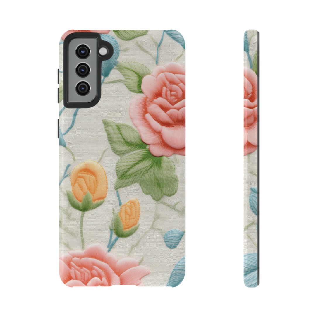 Cottagecore Floral Garden Phone Case: Faux Embroidery Design Samsung ...