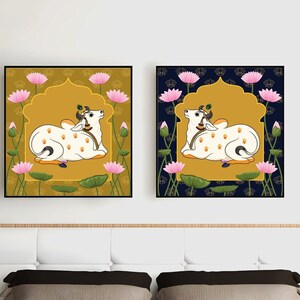 Indian Folk Art, Cow Prints, Living Room Decor, Printable, Indian ...
