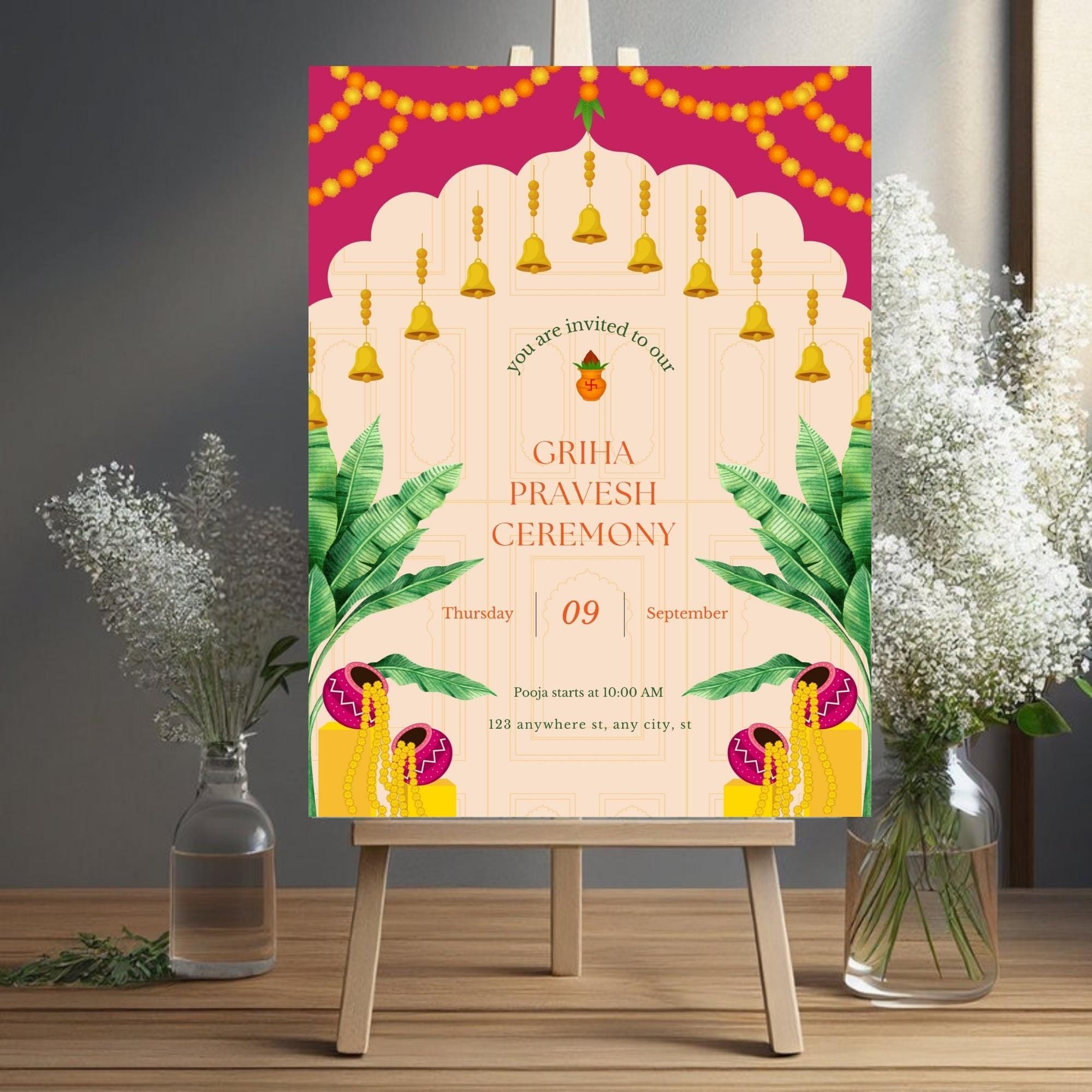 Griha Pravesh Sign as Gruha Pravesam Sign, Housewarming Board as ...