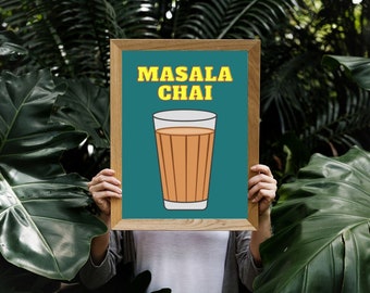 But First, Chai Indian Typograph Art, Vintage Poster, Desi Kitchen ...