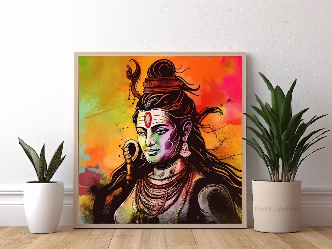 Lord Shiva Retro Wall Art Shiva Wall Decor Hindu Art - Etsy