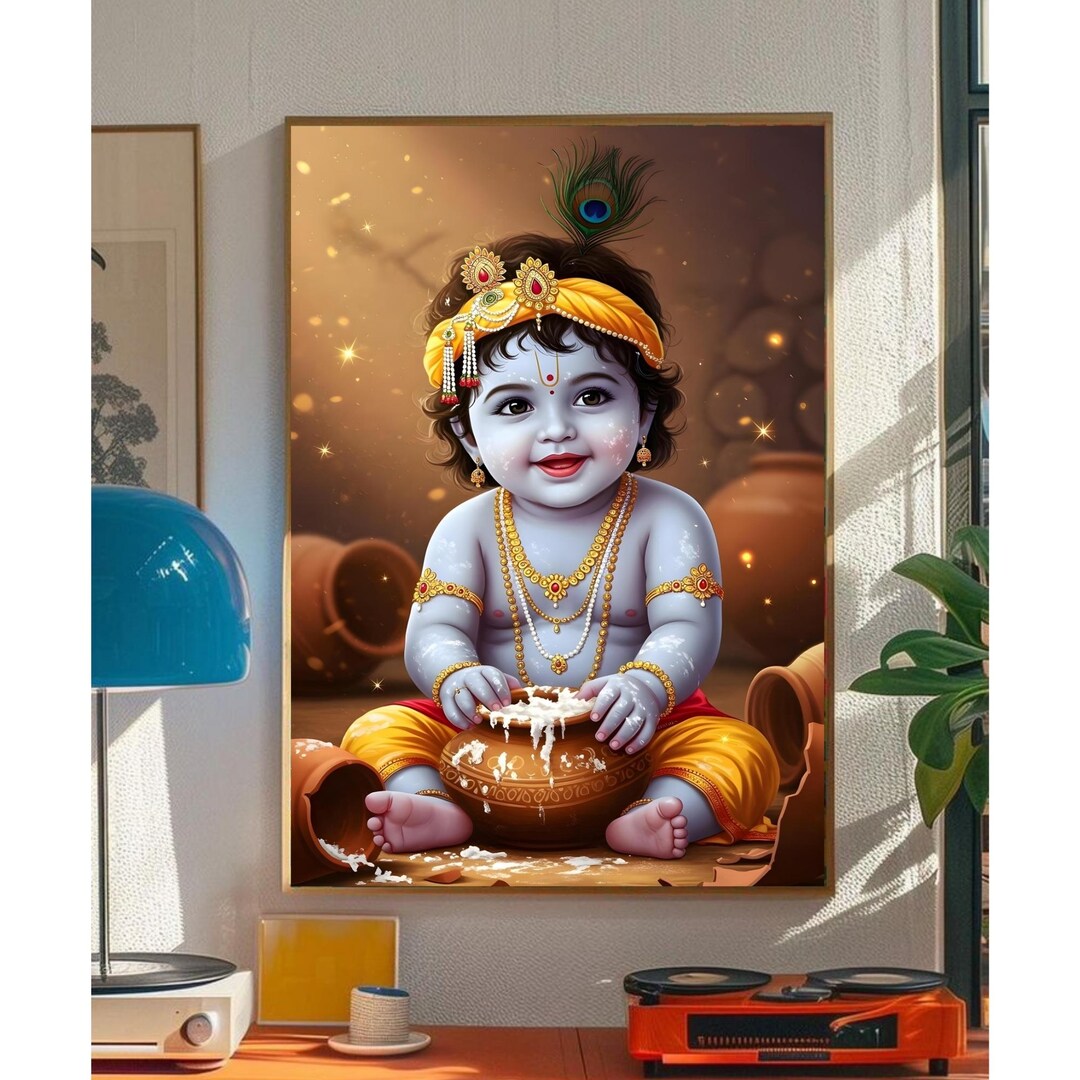 KRISHNA PAINTING, Bal Krishna Painting, Indian Traditional Painting ...