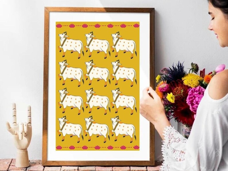 Indian Art Painting of Holy Cow Handmade Pichwai Painting - Etsy