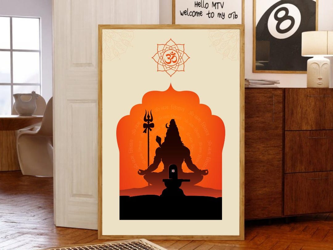 Shiva Print ,lord Shiva , Spiritual Yoga Studio, Artwork,indian Hindu ...