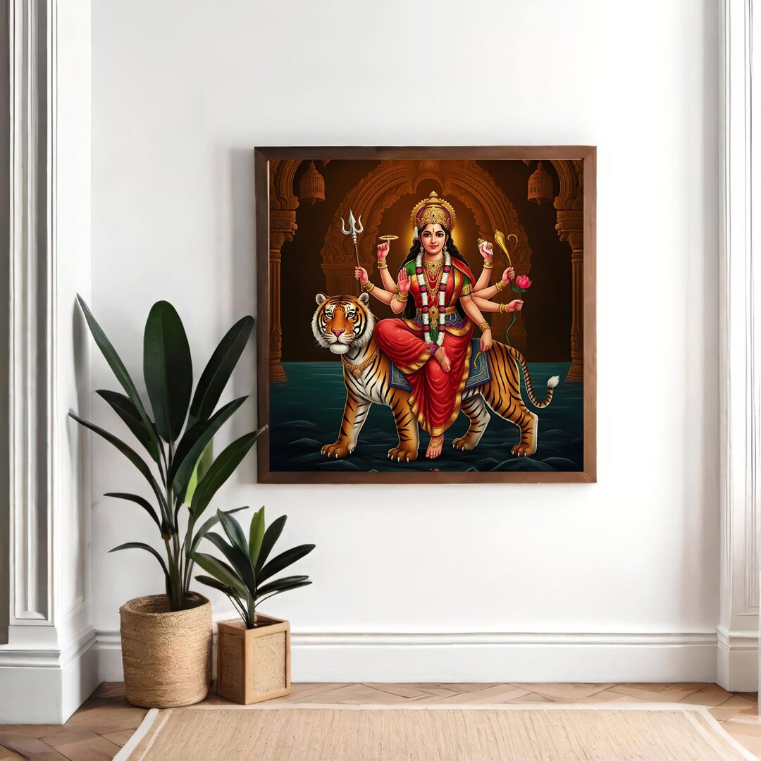 Indian Devi Painting, Maa Wall Art, Indian Devi Mata Rani Art Print ...