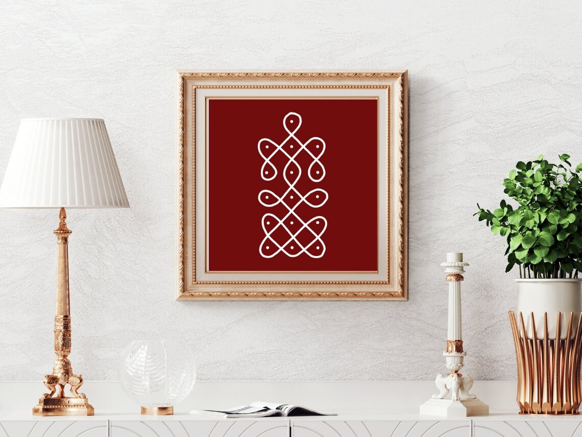 Indian Art ,set of 4, Kolam Art Print, Pulli Kolam Digital, Minimal Art ...