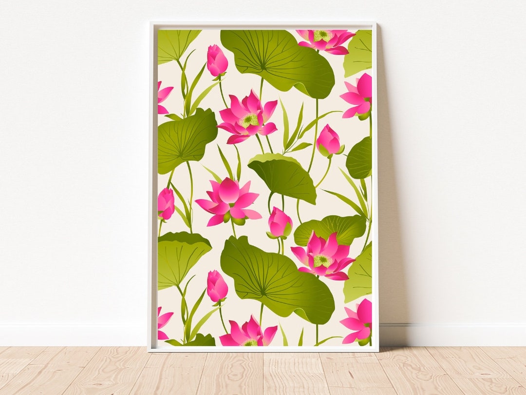 Lotus Flower Print, Pichwai Painting .lotus Flower Poster, Indian Art ...