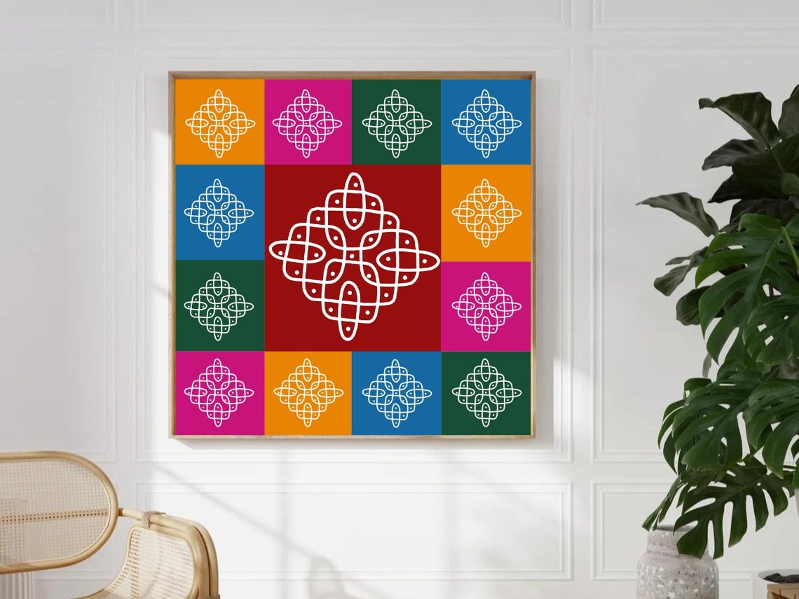 Indian Art ,set of 2, Kolam Art Print, Minimal Art, Puja Pooja ...