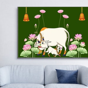 Indian Folk Art, Cow Prints, Living Room Decor, Printable, Indian ...
