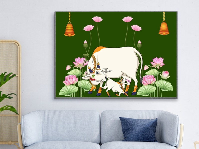 Indian Folk Art, Cow Prints, Living Room Decor, Printable, Indian ...