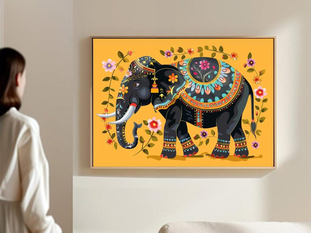 Indian Folk Art, Indian Elephant Print, Elephant Wall Art, Indian ...