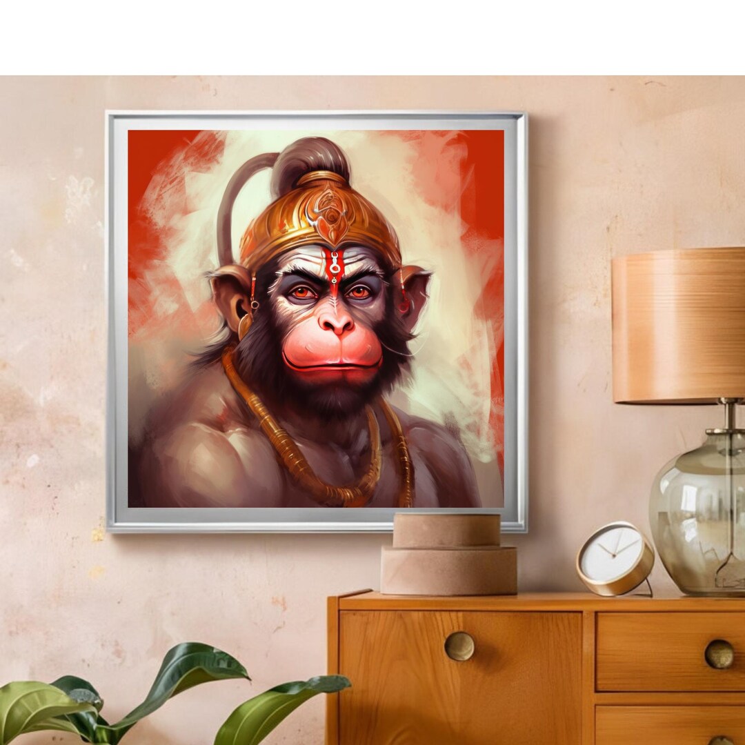 Hanuman Painting Printable for Home Décor, Hanuman Wall Art Worship ...
