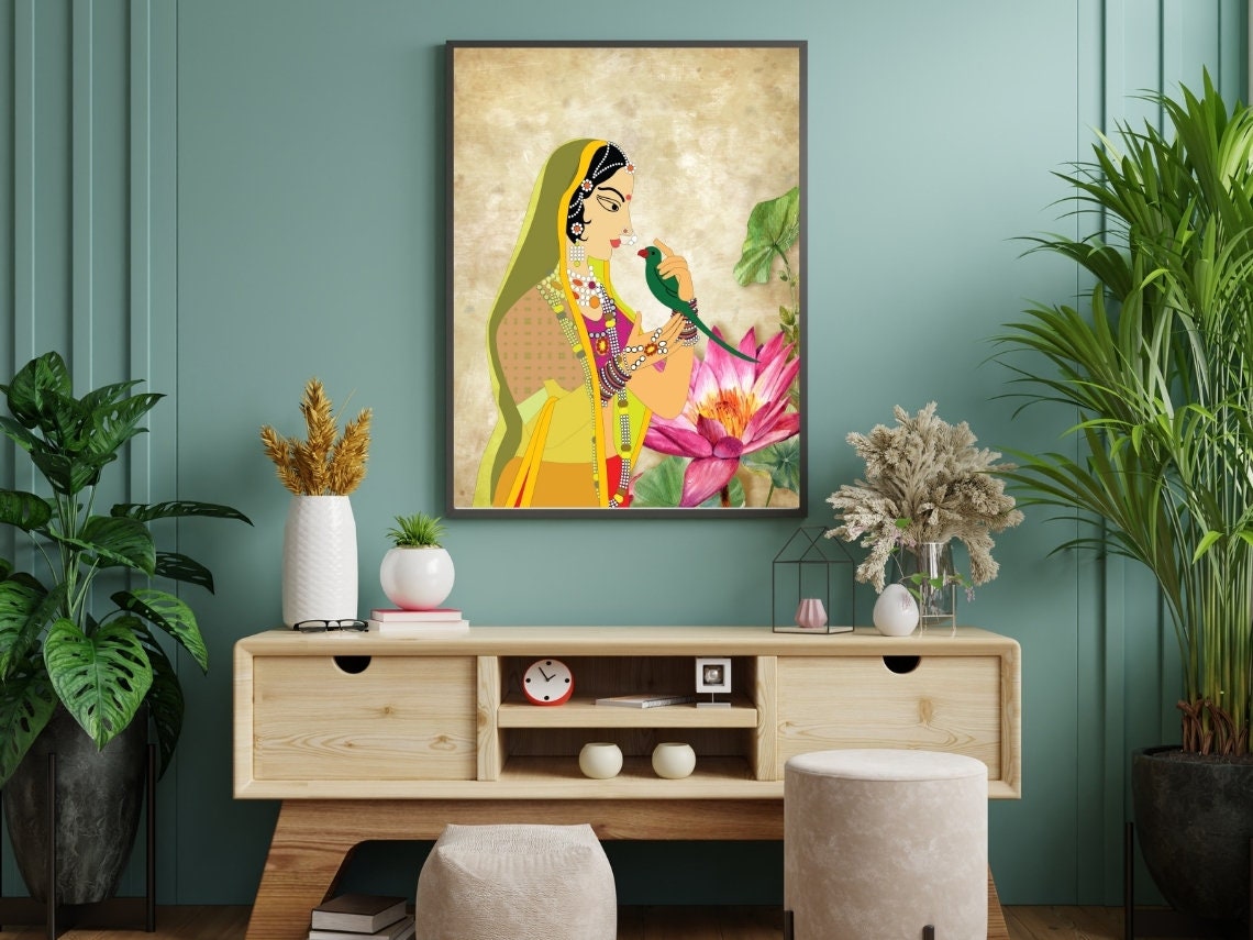Indian Folk Art, Indian Royal Lady Art, Indian Mughal Painting, Indian ...