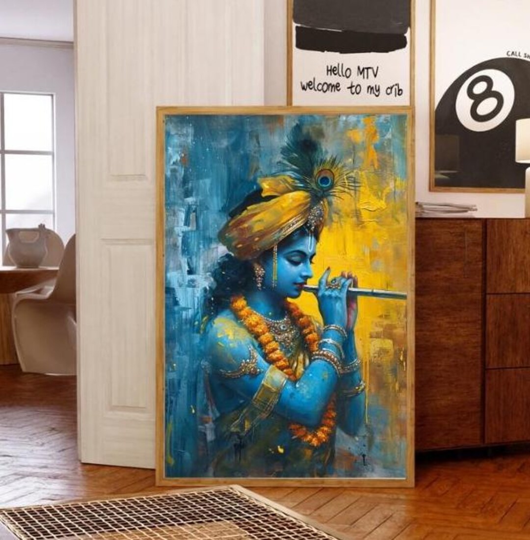 Krishna Ji Print, Indian Office Decor, Indian Pooja Room,lord Krishna ...