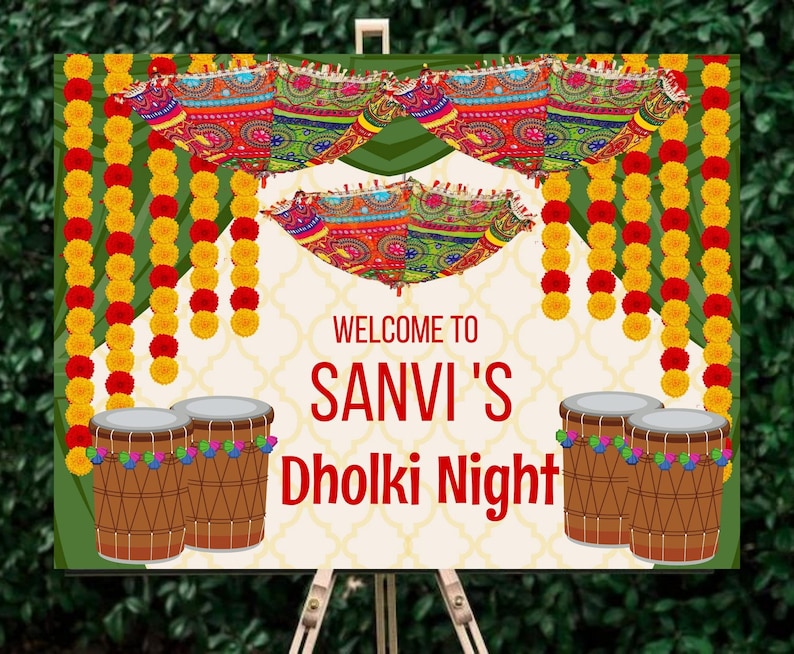 Dholki Signs With Umbrella Theme Muslim Dholak Night Signs & - Etsy