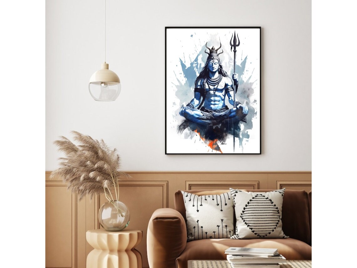 Lord Shiva Print, Shiva Wall Art, Indian God Wall Art, Hindu Wall Art ...