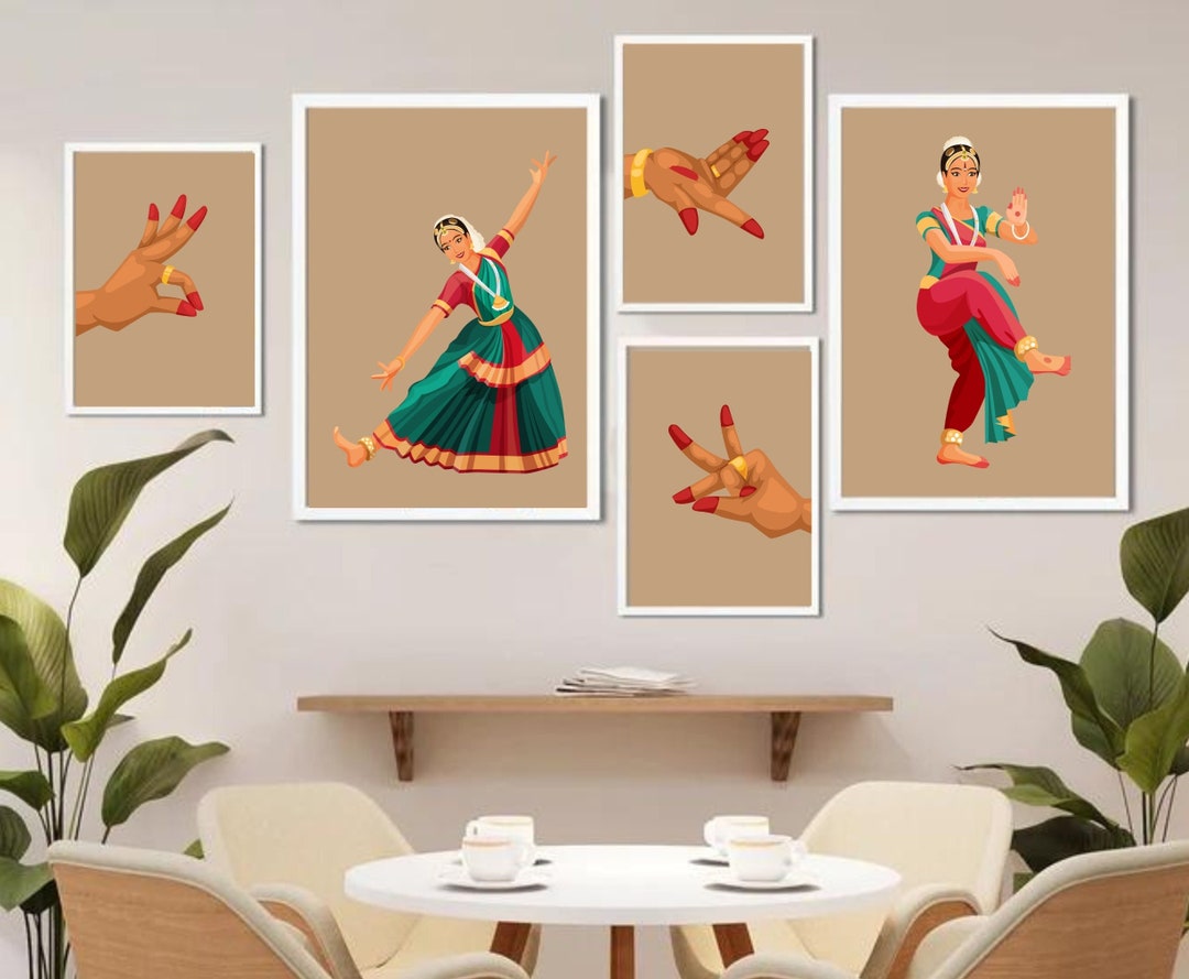 Indian Classical Dance, Set of 5 , Mudra & Dancer Feet Art, Desi Art ...