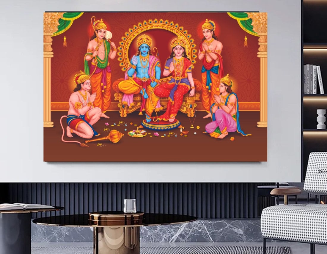 Ram Darbar Painting, Digital Print, Shreeram, Laxman, Hanuman Home ...