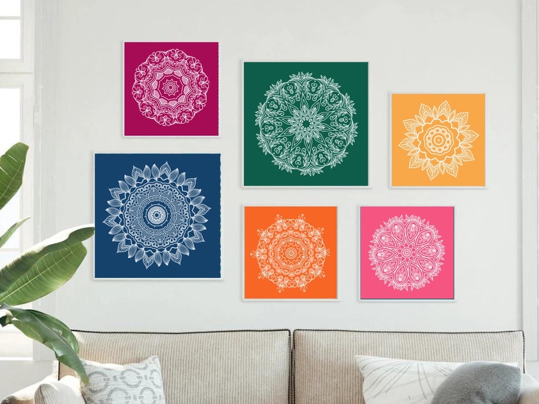 Indian Mandala Wall ,indian Art ,set of 6, Minimal Art, Puja Pooja ...
