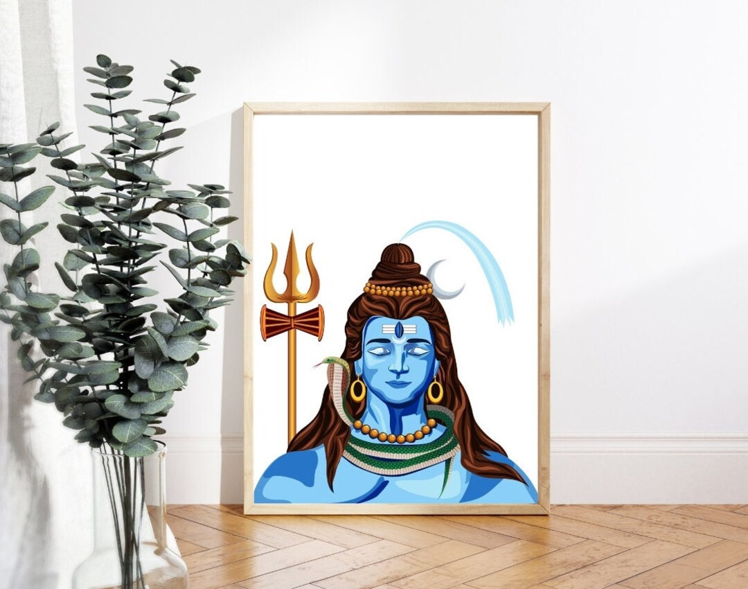 Lord Shiva Art Print, Shiva Wall Art, Hindu God Art, Hindu Artwork ...