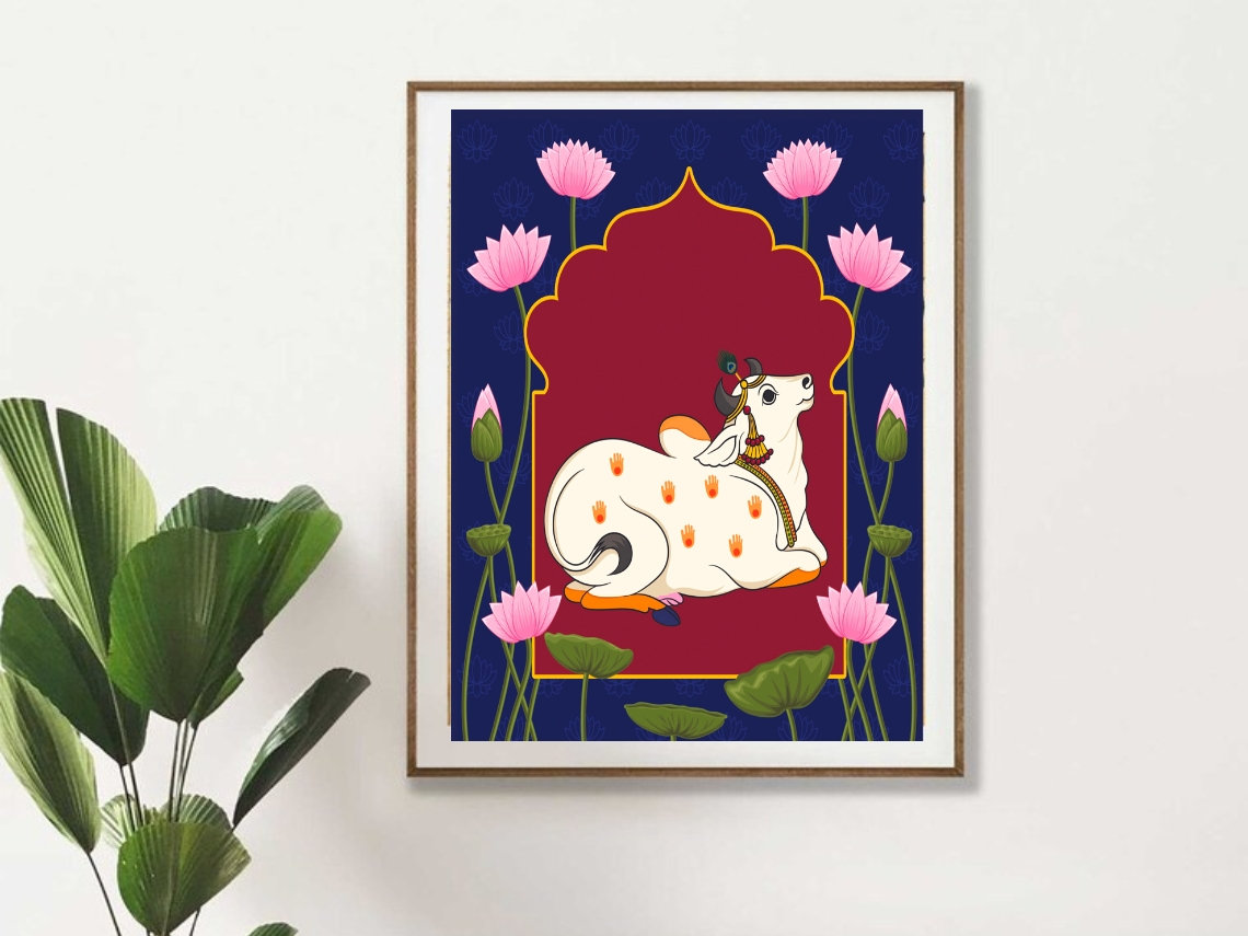 Indian Pichwai ,set of 2,high Resolution Print, Pichhwai Cow Print With ...