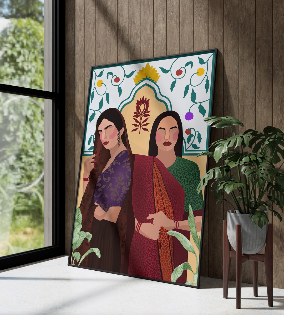 Sister Wall Art Desi South Indian Best Friends. Indian Woman Art , Desi ...