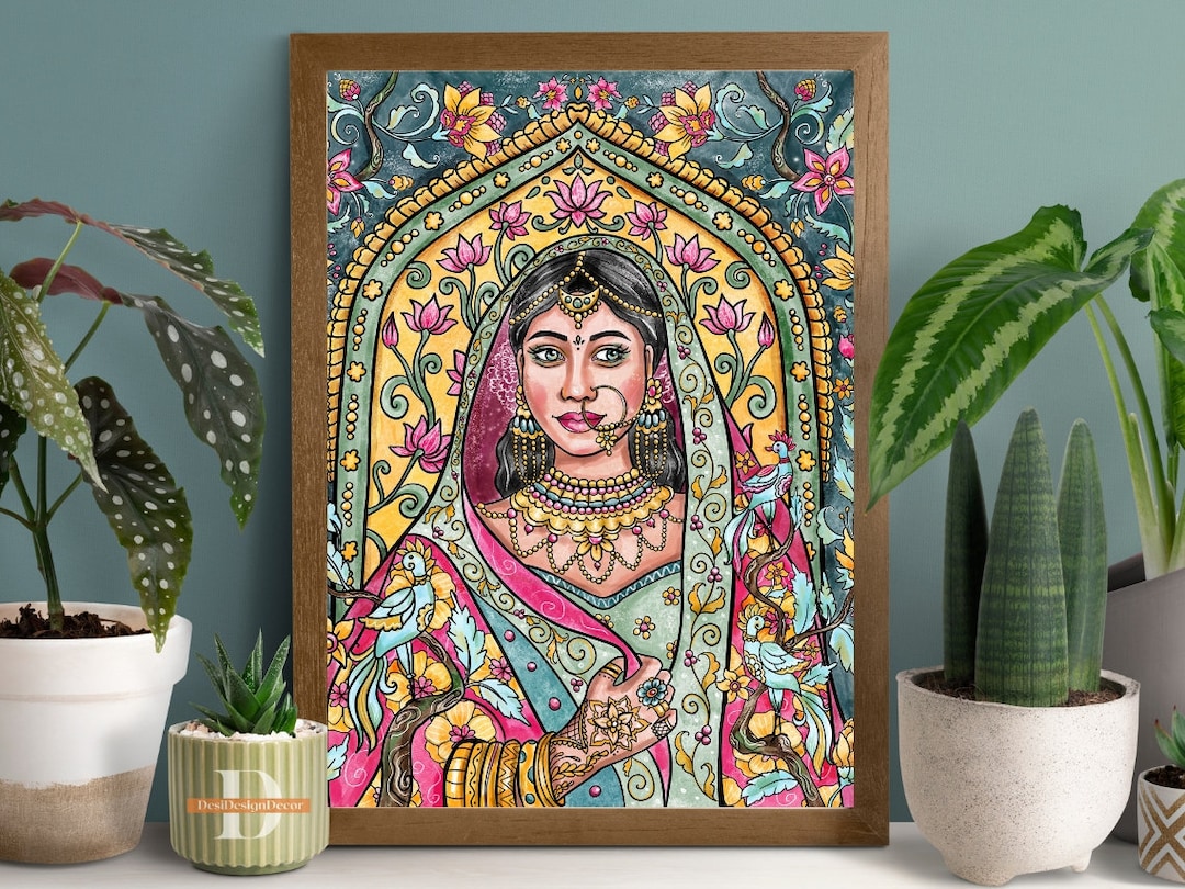 Indian Woman Indian Bride Desi Art Woman in Saree Indian - Etsy