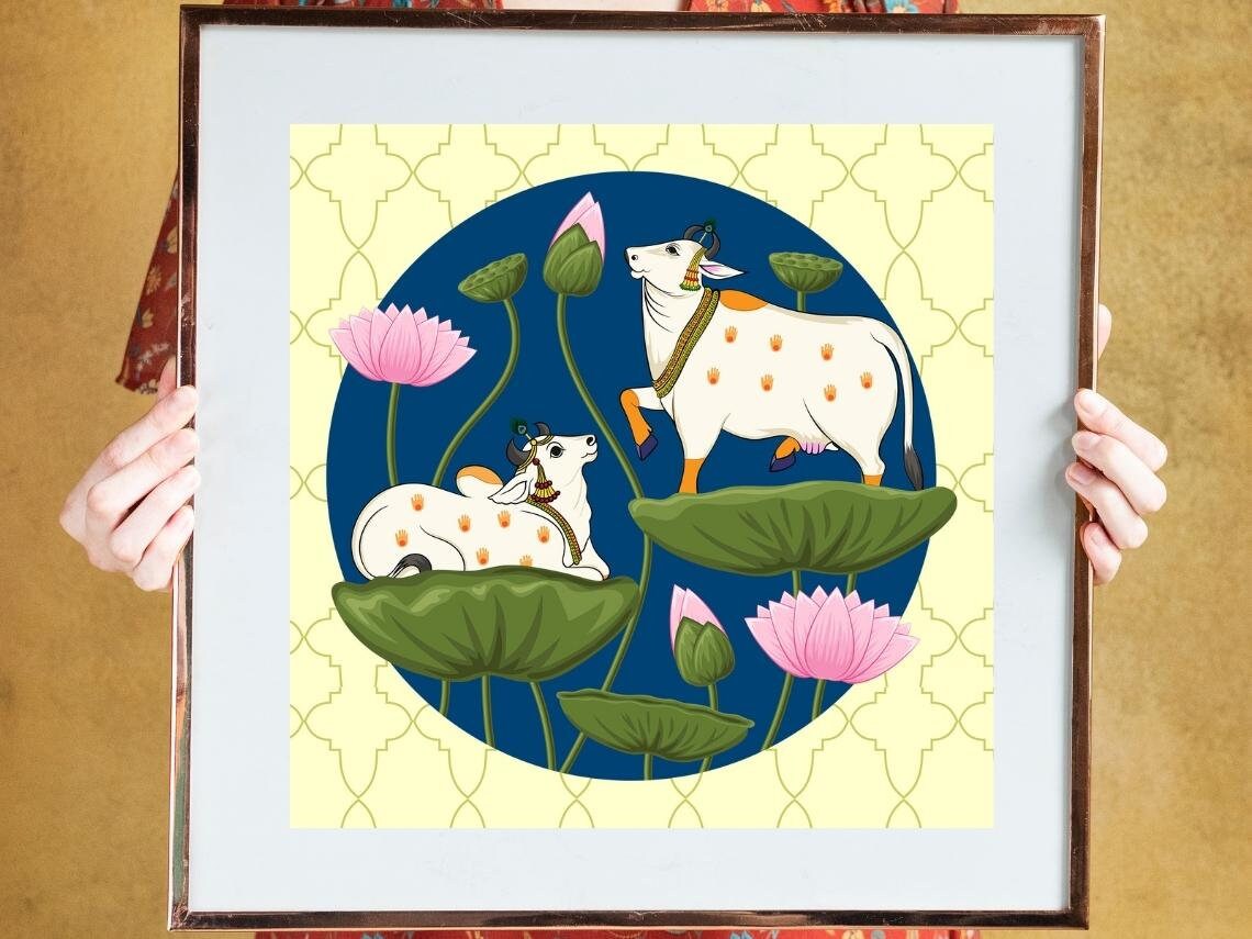 Holy Cow, Handmade Pichwai Painting , Indian Home Decor, House Warming ...