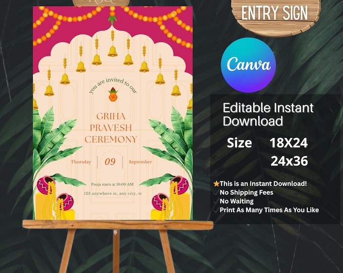 Griha Pravesh Welcome Sign Board, Indian Traditional Housewarming ...