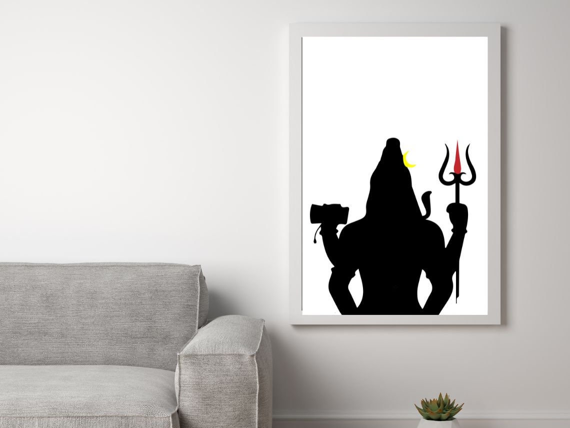 Hindu God Wall Art SET OF 3 Shiv Shiva Indian God Illustration Wall Art ...