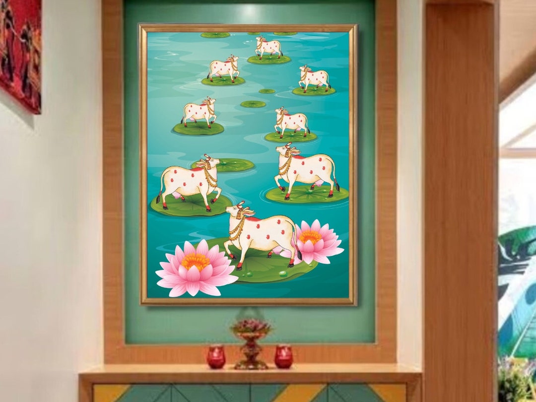 Indian Folk Art, Cows Prints, Living Room Decor, Gallery Wall Set ...