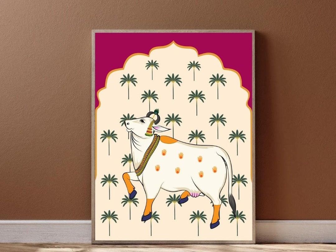 Indian Folk Art, Cow Prints, Living Room Decor, Printable, Indian ...