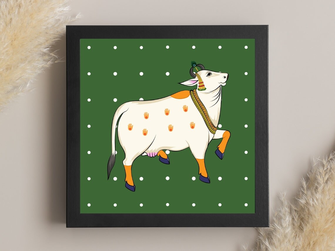 Holy Cow, Pichwai Cow , Indian Home Decor, House Warming Item, Indian ...