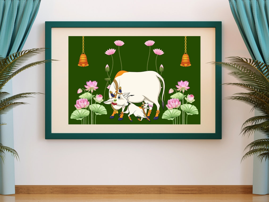 Indian Folk Art, Cow Prints, Living Room Decor, Printable, Indian ...