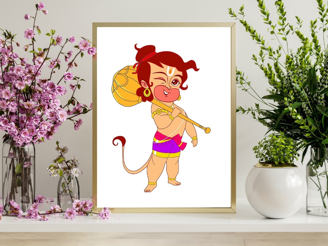 Cute Hanuman , Indian Hindu God Hanuman, Indian God - Etsy